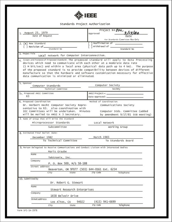 Milestones:Origin of the IEEE 802 Family of Networking Standards, 1980 ...
